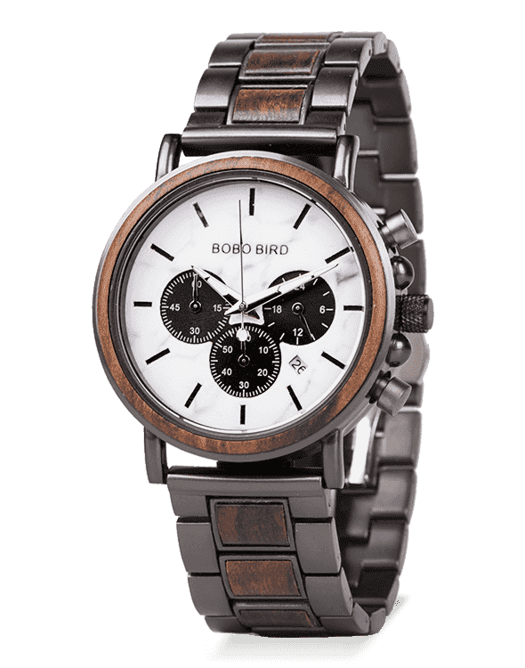 Vintage Wooden Watch with Multifunction Men Chronograph Watch