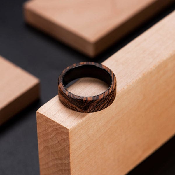 Custom Wood Ring Personalized Engraved Wedding Ring Mens Jewelry 5 Year ...