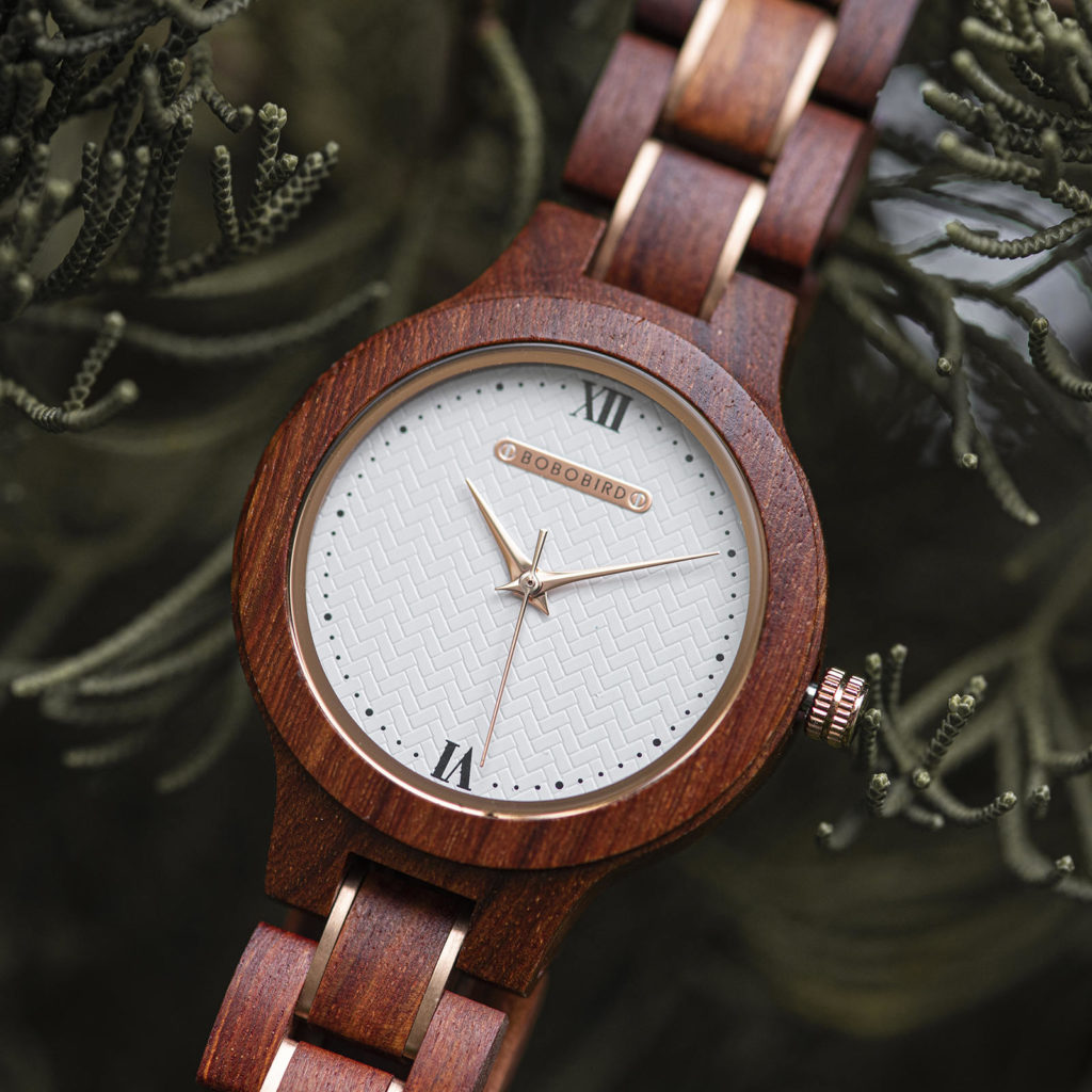 Wooden Watches for Women Natural Rosewood Glod - Sky | BOBO BIRD