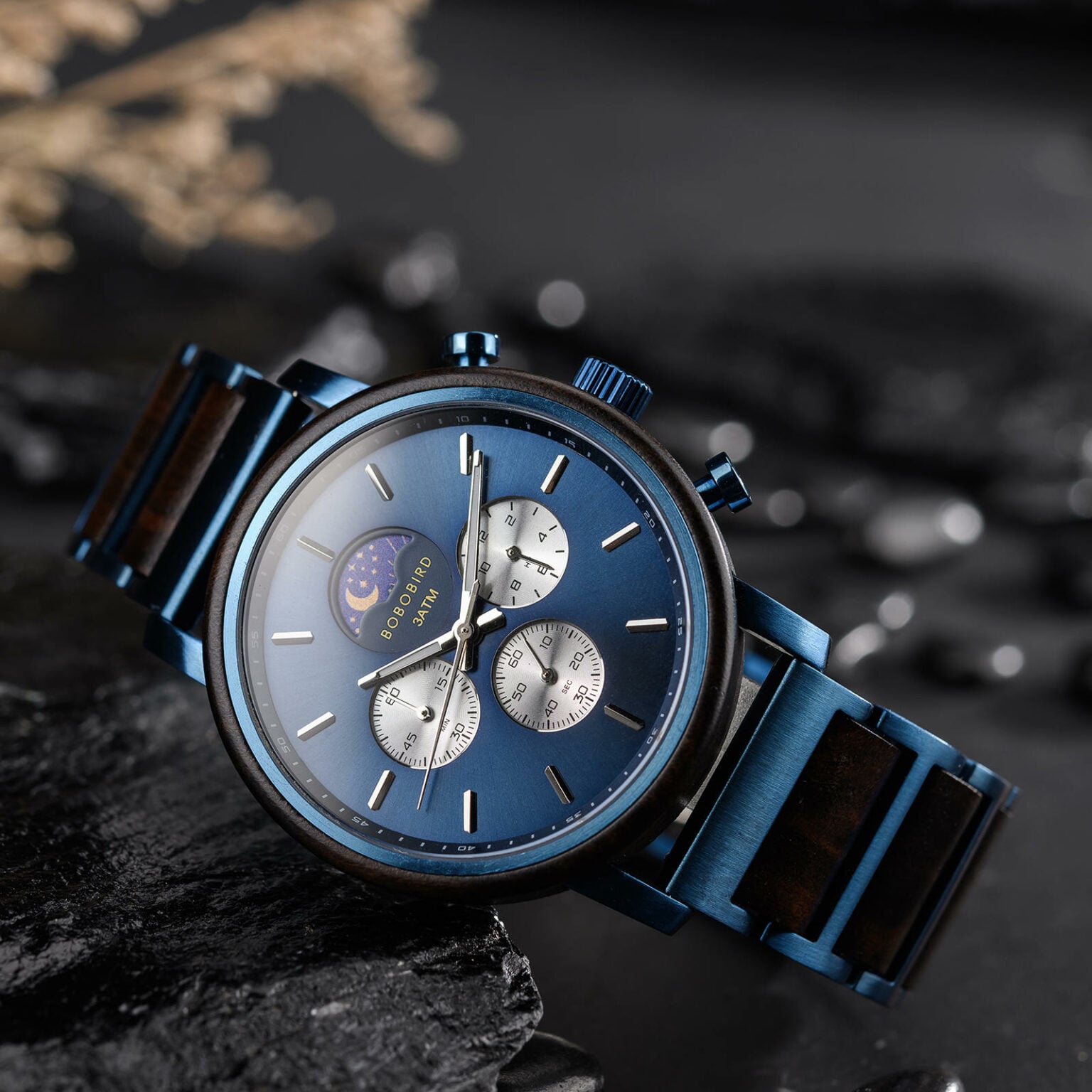 Classic Chronograph Moonphase Watch Ebony Blue