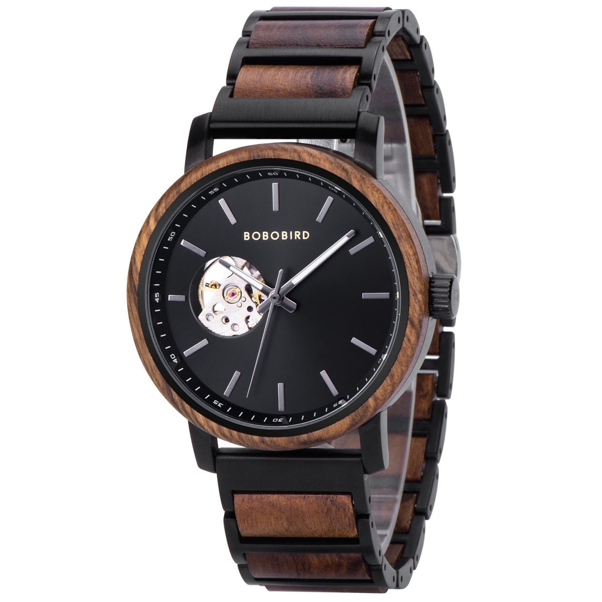 Classics Automatic Wooden Watch Collection Tigerwood Black - Boshū