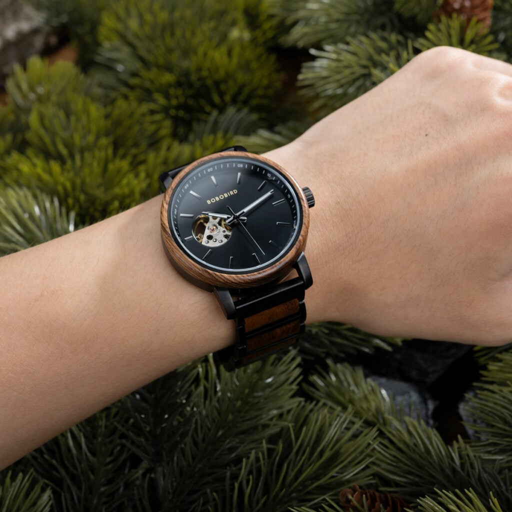 Classics Automatic Wooden Watch Collection Tigerwood Black - Boshū