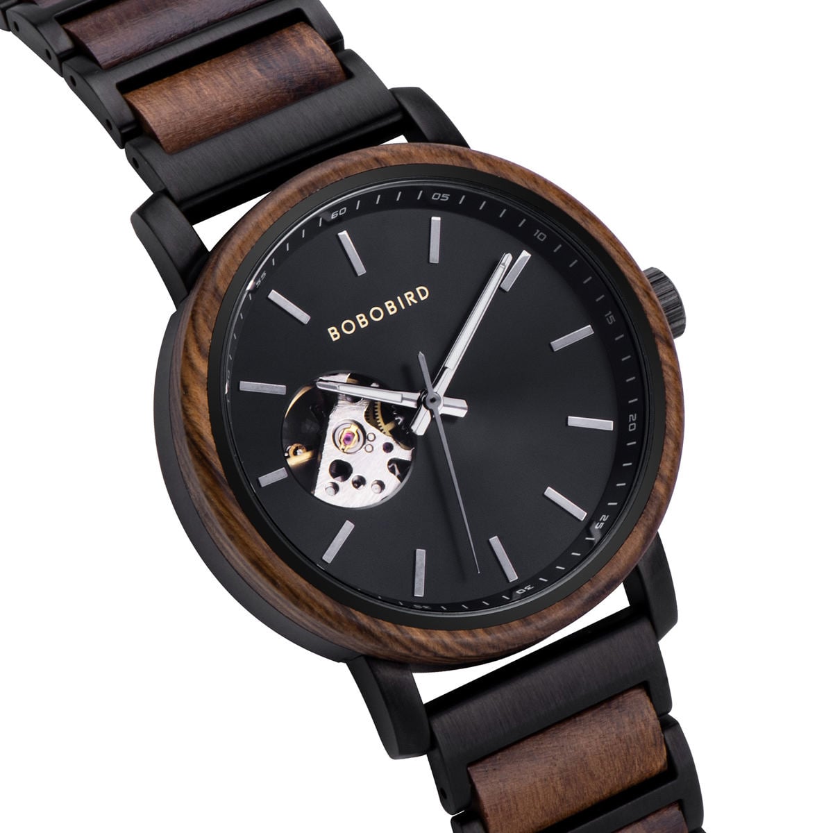 Classics Automatic Wooden Watch Collection Tigerwood Black - Boshū