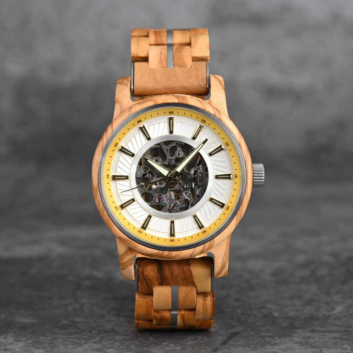Men’s Automatic Mechanical Wooden Watch Handmade Olivewood Limited ...