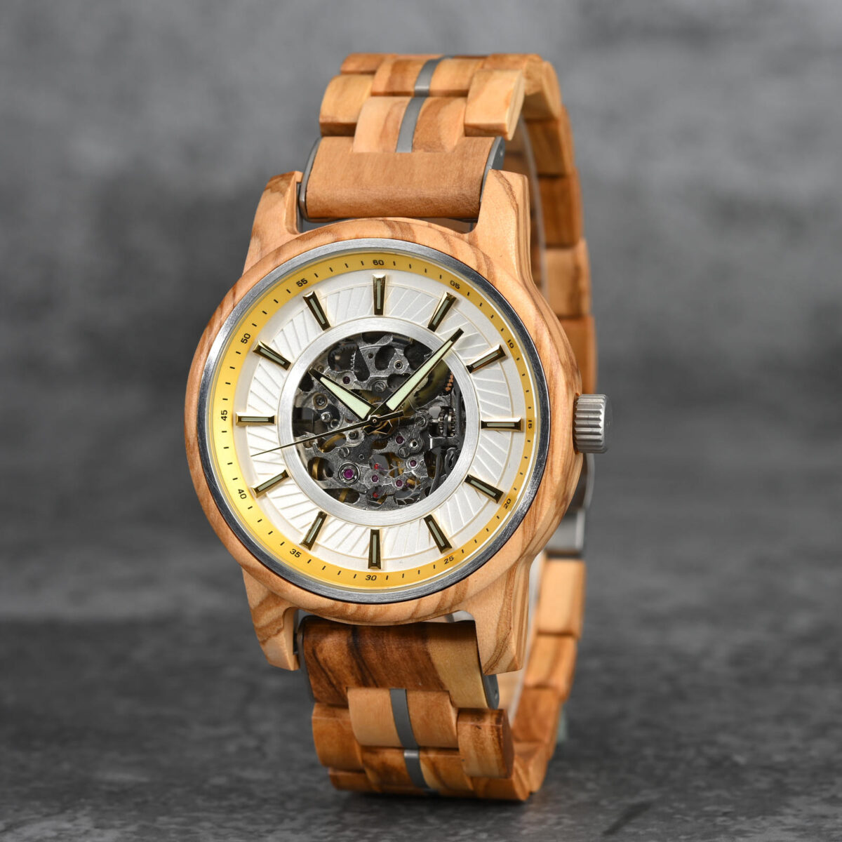 Men’s Automatic Mechanical Wooden Watch Handmade Olivewood Limited ...
