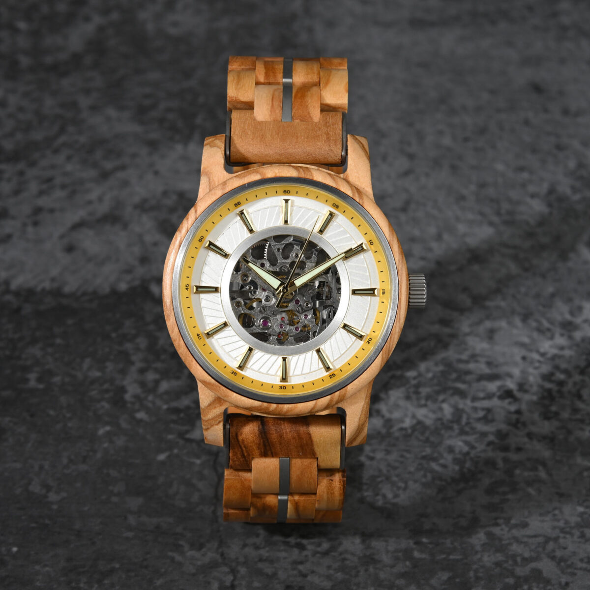 Men’s Automatic Mechanical Wooden Watch Handmade Olivewood Limited ...