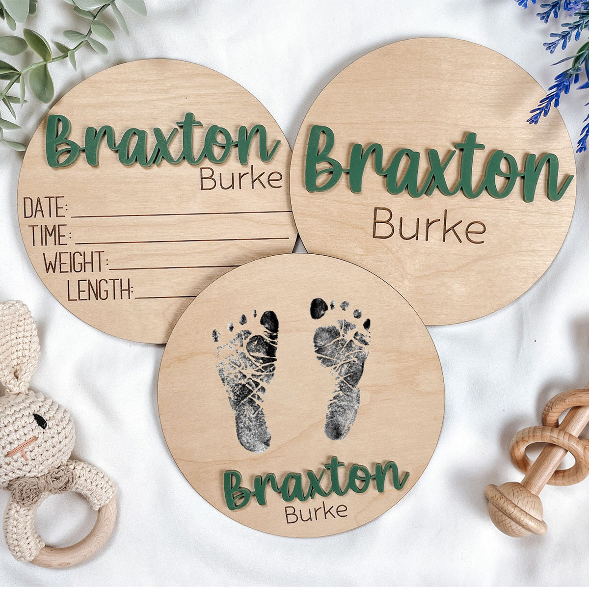 Custom Baby Name Plate - Custom Baby Arrival Announcement Sign | BOBO BIRD